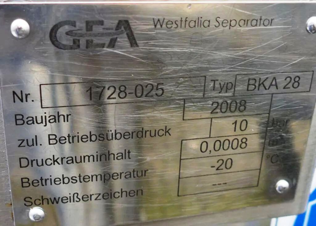 (2) WESTFALIA BKA 28-86-076 CENTRIFUGES, 316SS. - SeparatorWorks